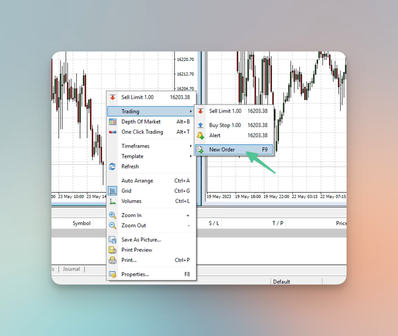 Right click, new order - FxMagnetic™ - Trading Software for Metatrader